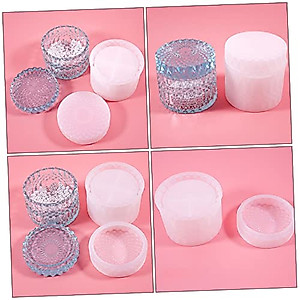 Beavorty 2 Pcs Jar Silicone Mold Small Containers Silicone Planter Mold Tray Mold Containers with Lids Trinket Tray Resin Candy Jar Molds Silicone DIY Mold Cosmetics Container Making Tool