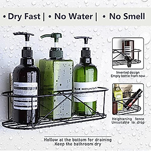 Ekero Shower Caddy Shower Organizer Shelf,Rustproof Shower Rack,No Drilling Shower Basket Adhesive Wall Mounted,Soap Holder with Hooks,Shower Storage for Bathroom Shower Kitchen 3-pack Black