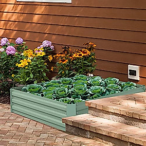 Aoodor Raised Garden Bed 4' x 4' x 1' Patio Ourdoor Yard