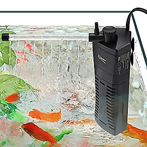 hygger Aquarium Corner Filter 85GPH for 1~8 Gallon Fish Tank Bio & Sponge 3-Stage Filtration System with Aeration, Adjustable Flow Submersible Internal Power Filter
