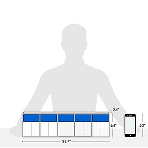 Ideal BNZ Tilt Bins, Plastic Pull Out Storage Bins, Stackable Organizer, Storage Containers with Drawers (Fastener Storage, Bead Storage Drawers), 5 Bins, Grey/Blue