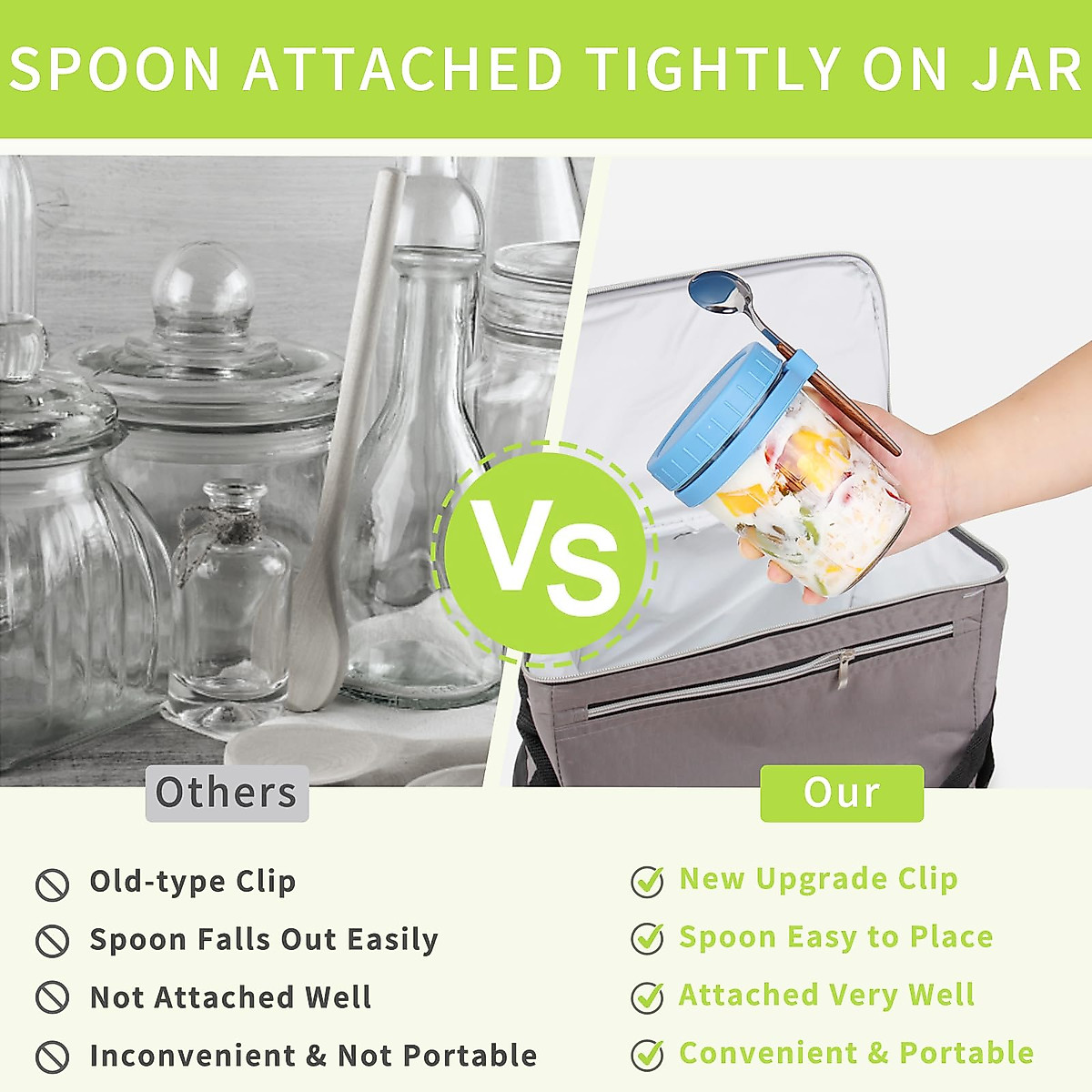 Bravebull 6Pcs Overnight Oats Containers with Lids and Spoon 12 Oz Wide Mouth Mason Jars,Meal Prep Container,Glass Food Storage Containers for Yogurt,Fruit,Cereal,Salad,Oat