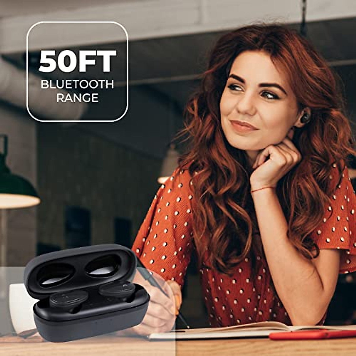 Altec Lansing Noise Cancelling Bluetooth Wireless Earbuds, Mini in Ear Headphones with Microphone, TWS NanoBuds Sweatproof and Water Resistant, 7 Hour Playtime for Sports and Workouts (Charcoal Grey)