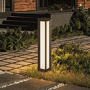 MVBT Modern Landscape Path Light, 32 Inches Outdoor Pathway Landscape Luxury Bollard Lighting IP54 Waterproof with High Voltage Wired for Lawn Patio Courtyard Walkway Garden Decoration