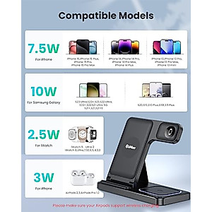 DUMTERR 3 in 1 Wireless Charger for iPhone 15/14/13/12,Wireless Charging Station for Apple Devices, Charging Stand for Apple Watch Series, for AirPods