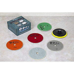 5 Inch Diamond Concrete Polishing Pads Wet Dry Set for Quartz Marble Stone Countertop Concrete Granite Polishing by POLISHSURF