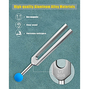 Tuning Fork Set 9 Pcs Tuning Forks with Reflex Hammer for DNA Healing Chakra Sound Therap for Buddhists Yoga Teacher Sound Healer (174 Hz, 285 Hz, 396 Hz, 417 Hz, 528 Hz, 639 Hz etc)