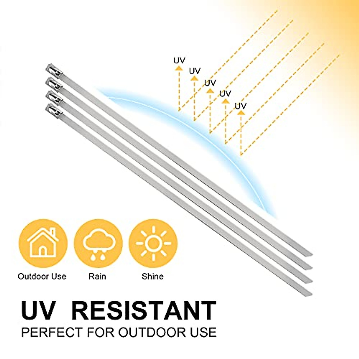 OFFO Metal Zip Ties 15.8 Inch Premium Heavy Duty Stainless Steel Wire Multifunctional Locking Exhaust Wrap Flexible Durable 30 Pcs