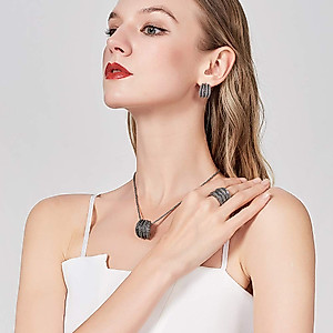 Mytys Two Tone Earrings for Women Gold and Silver Rose Gold Crossover Half Hoop Statement Designer Stud Earrings (marcasite black)