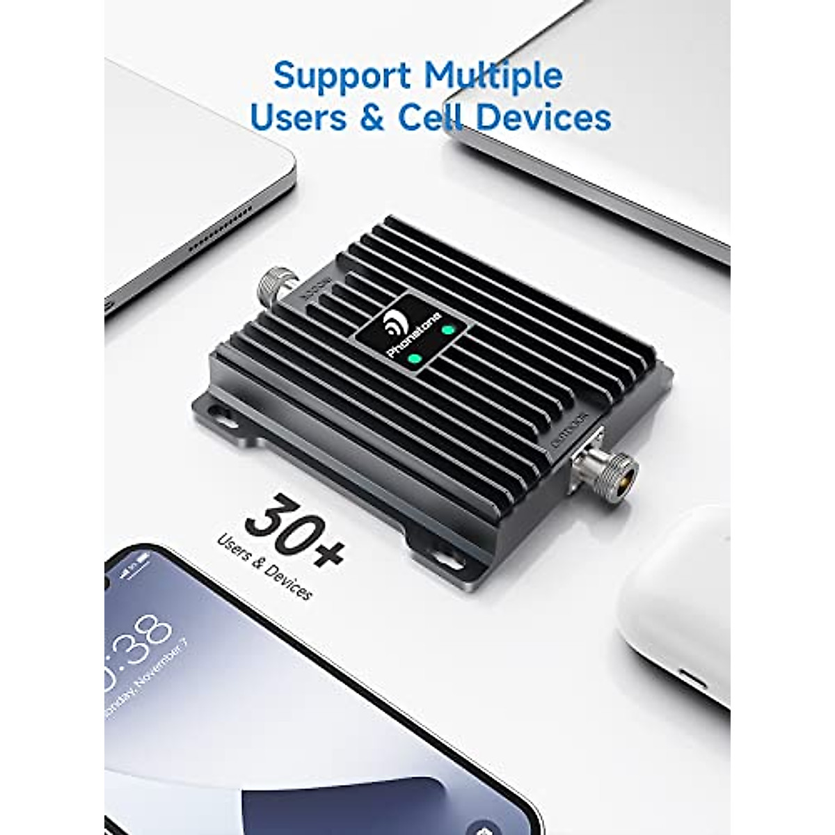 Cell Phone Signal Booster for Verizon and AT&T | Up to 4,500 Sq Ft | Boost 4G LTE 5G Signal on Band 12/13/17 | 65dB Dual Band Cellular Repeater with High Gain Antennas | FCC Approved