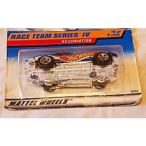 1997 - Mattel - Hot Wheels - Race Team Series IV - 1963 Corvette Split Window - Blue - #4 of 4 Cars - 1:64 Scale Die Cast - Rare - MOC - Out of Production - Limited Edition - Collectible