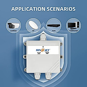 IP67 Waterproof Gigabit Ethernet Surge Protector,PoE++(75W) ,GDT and TVS Dual Protection, Poe Surge Protector, Network Lightning Arrester,Outdoor Rainproof PV201HV-WP White