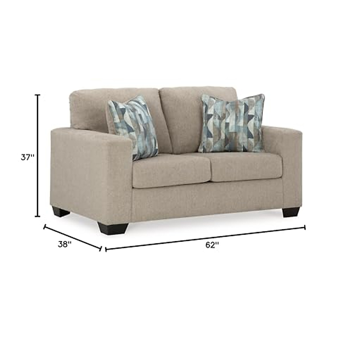 Signature Design by Ashley Deltona Contemporary Loveseat with 2 Accent Pillows, Beige