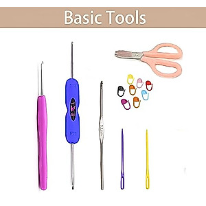 Crochet Kit for Beginners 12 Colors Acrylic Yarn Set with Crochet Hook Crochet Knitting Crafts Starter Pack for Adults and Kids(Yarn+Tool)