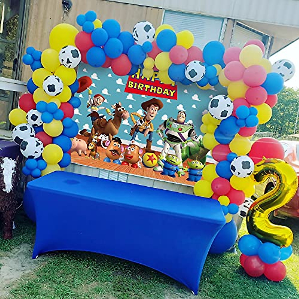 GUOBING Betta Cartoon Happy Birthday Backdrop for Toy Video Theme Party Kids Birthday Cake Table Decoration Backdrop Baby Birthday Banner Photobooth Background 7x5ft