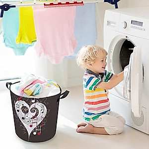 Laundry Hamper Music Symbols Love Freestanding Laundry Basket Thickened Waterproof Collapsible Clothes Hamper Storage for Clothes Toys Dorm And Family
