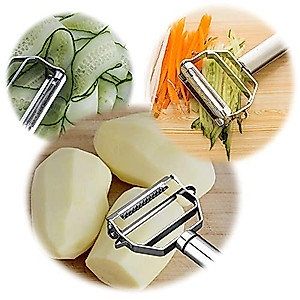 KYJD Stainless Steel Double-Head Double-Sided Multi-Function Shredder, Plane, Potato, Cucumber, Onion, Vegetable and Fruit Peeling Knife, one Pack