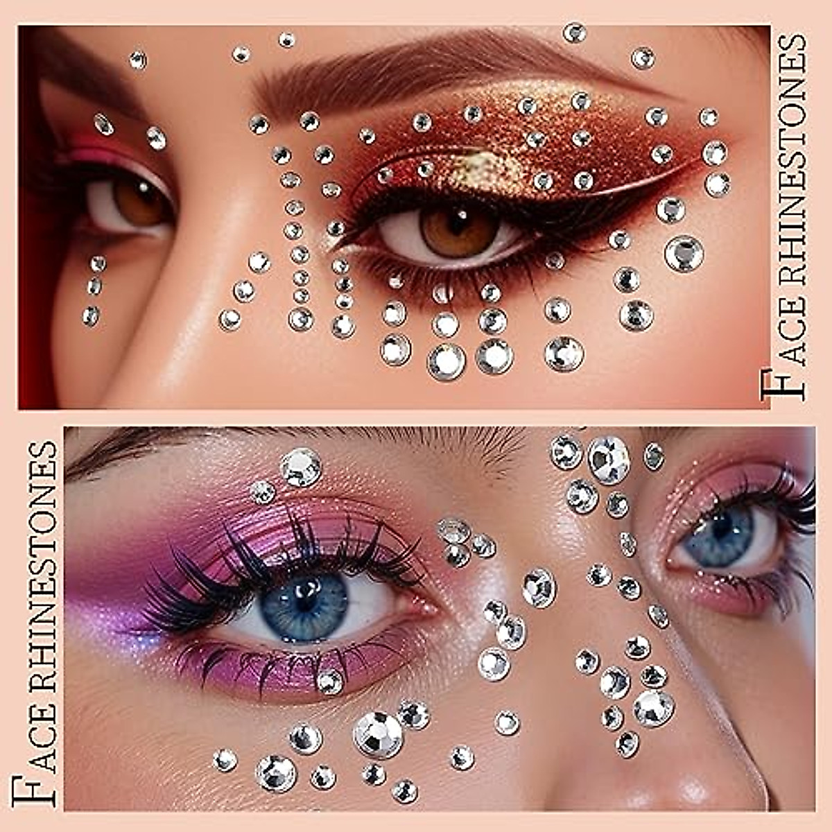 Teenitor Face Gems Self Adhesive Face Rhinestone Makeup Festival Face Jewels Stick On Pearls Hair Gems Concert Makeup Gems for Face, Hair, Body, Eye