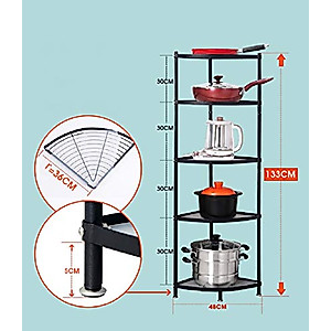 Konrisa 5-Tier Corner Shelf Pot Rack for Kitchen Appliances Adjustable Corner Table Shelf Heavy Duty Shelves Storage Bookcase Organizer Household Stand for Bedroom,Living Room,Hallway