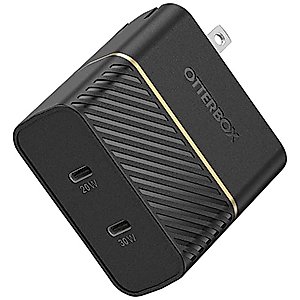 OtterBox USB-C Dual Port Fast Charge Wall Charger, 50W Combined (USB-C 30W + USB-C 20W) - BLACK SHIMMER
