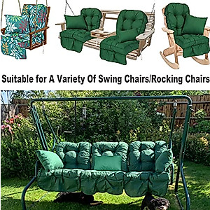 3 Pack Replacement Swing Cushions for High Back Outdoor Chair, Waterproof Deep Seat Cushions with Matching Scatter Cushion Patio Indoor Non Slip Rocking Chair Pads with Ties(Khaki 3 Pack)