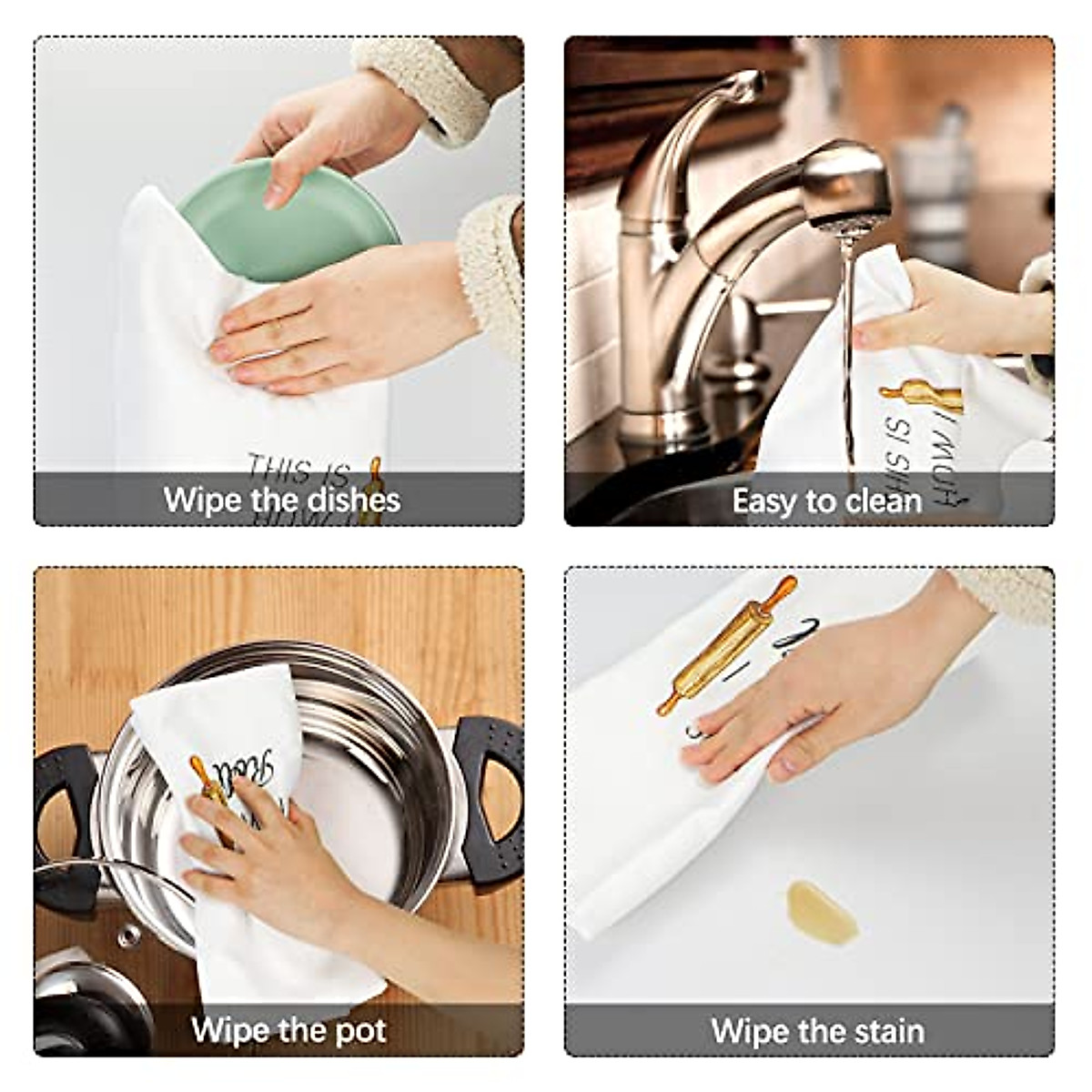 Nialnant Dish Towels for Kitchen, 16 x 23.6 Inch Housewarming Gifts New Home, Kitchen Gifts for Women, Mom, Men, Funny Kitchen Towels and dishcloths Sets