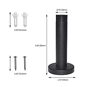 DOKU 3.5 Inch Door Stop, 3Pcs Heavy Duty 304 Stainless Steel Door Stopper with Rubber Tips Bumper, Wall Mounted Door Holder Protection Sound Dampening, Matte Black