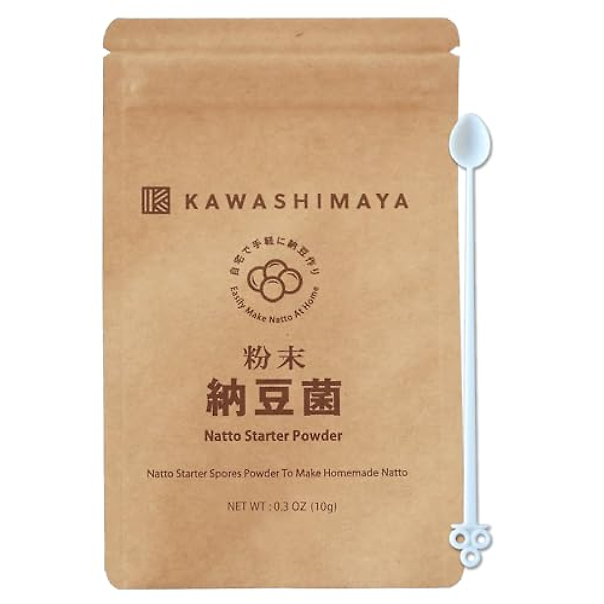 KAWASHIMAYA Natto Starter Spores Powder 0.3 oz (10g), Can Make up to 100kg Natto, 100% Made from Organic Soybean Extract, Made in Japan