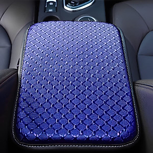 Blilo Car Center Console Pad, Waterproof PU Leather Car Armrest Seat Box Cover, Vehicle Central Control Cushion Protector, Car Interior Decor Accessories for Most Vehicle, SUV, Truck (Blue)