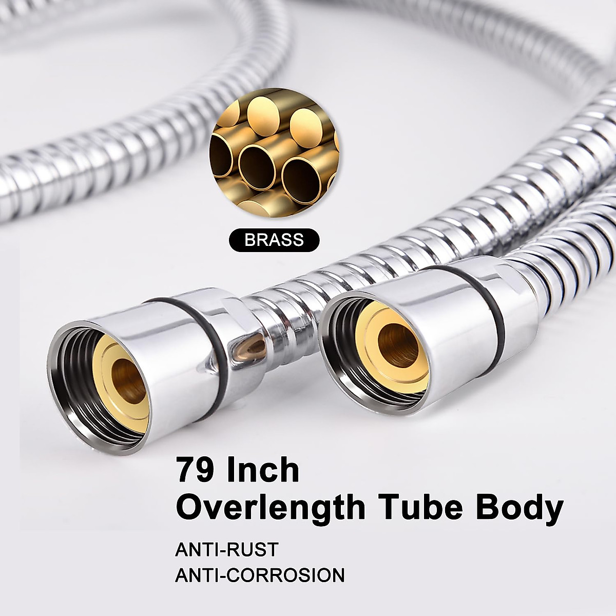 HO2ME High Pressure Handheld Shower Head with Powerful Shower Spray against Low Pressure Water Supply Pipeline, Multi-functions, w/ 79 inch Hose, Bracket, Flow Regulator, Chrome Finish