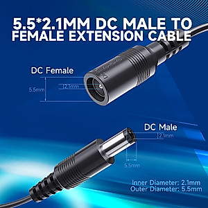 ANLINK 4 Pack 3ft DC Power Extension Cable 5.5mm*2.1mm Male to Female Power Cord for CCTV Security Cameras, LED Strip, Router, 12V DC Power Supply Adapter and More (Black)