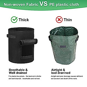 6 Pack 10 Gallon Potato Grow Bags with Flap Window, Garden Planting Bag with Durable Handle, Plant Pots for Tomato, Vegetable and Fruits
