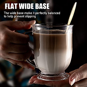 Claplante Glass Coffee Mugs Set of 8, 15 oz Large Capacity Glass Coffee Mugs with Handles, Clear Coffee Mug with 8 Spoon, Large Glass Mugs, Glass Coffee Cups for Latte, Espresso Coffee, Juice, Tea