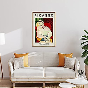 Framed Canvas Print Wall Art A Dream Famous Paintings Artwork By Pablo Picasso Canvas Prints Home Decoration for Living Room, Bed Room, Office - 12x16in Natural Framed