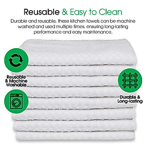 DG Collections Terry Dish Towels, 100% Cotton Kitchen Towels, Set of 8 (15x25 inch) Hand Towels - 400 GSM, Absorbent Terry Cloth Dish Towels for Kitchen, Soft Tea Towels - White Color