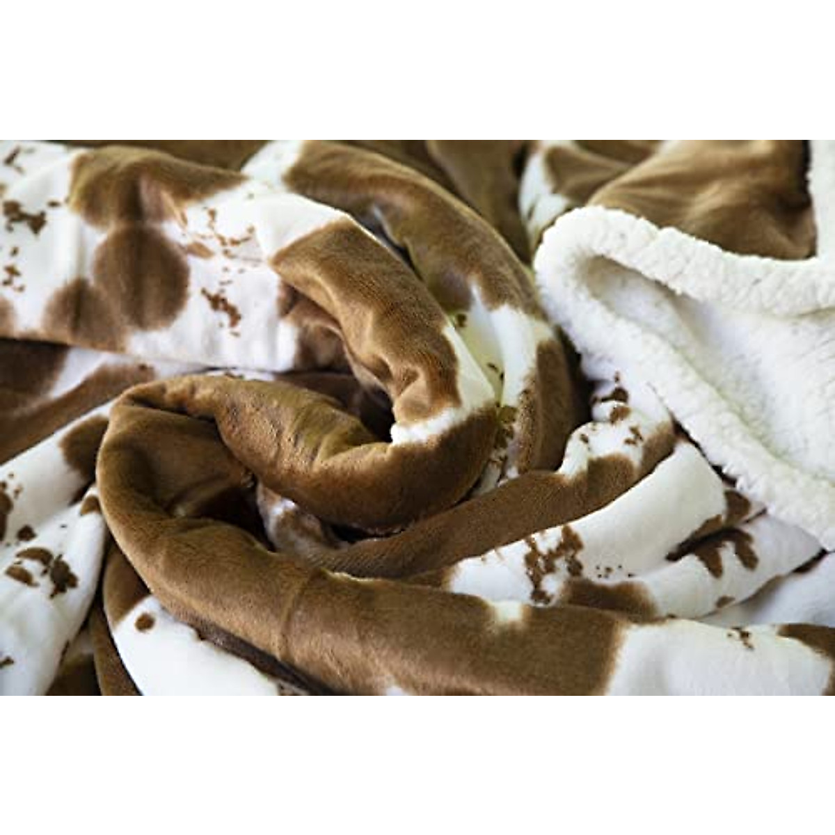 Carstens, Inc. Extra Plush Southwestern Sherpa Throw Blanket 54" x 68", Faux Cowhide (JP880)