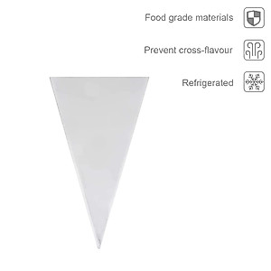 FUNNYARD Cone Bag 100PCS Mini Clear Cello Treat Bags Popcorn Bags 5.1 by 9.8 Inch Triangle Cellophane Bags with Twist Ties for Candies Handmade Cookies Wedding Birthday Pop Gift Candy Buffet Supplies