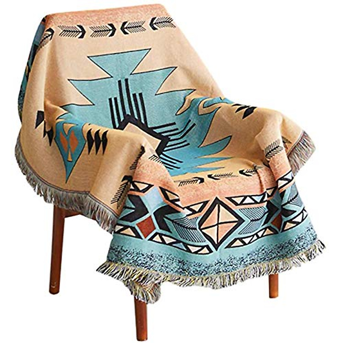 WarmTide Geometric Soft Southwestern Throw Blankets with Tassels Cozy Cotton Woven Aztec Knitted Bed Couch Throws Sofa Chair Towel Multi-Function for Home Decor Office Travel