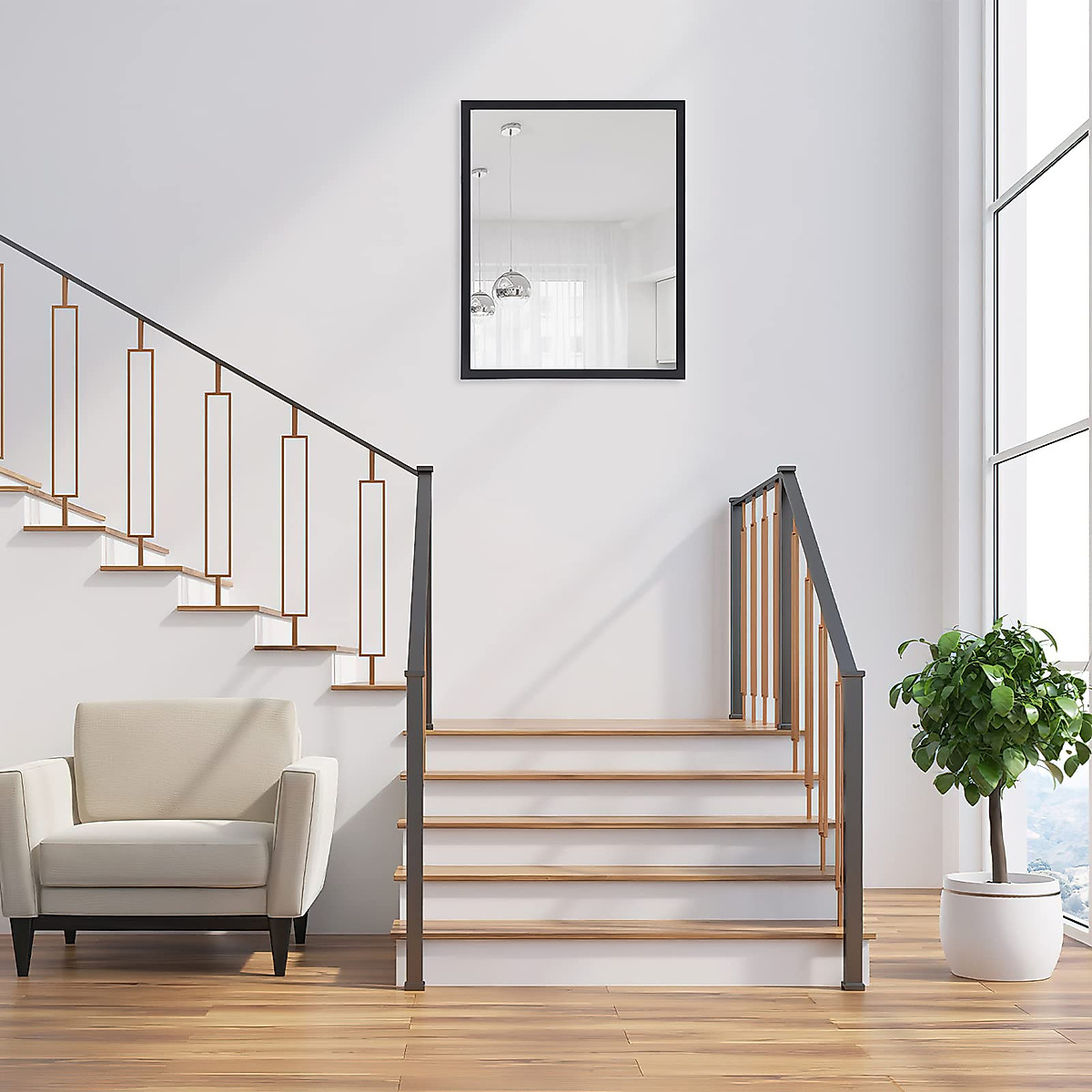 CRUGLA 2 Packs 16x20 Rectangle Wall Mirrors Black Hanging Mirror for Bathroom, Living Room, Bedroom