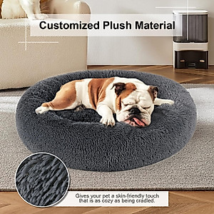 Dog Bed, Cat Calming Bed, Faux Fur Pillow Pet Donut Cuddler Round Plush Bed for Large Medium Small Dogs and Cats