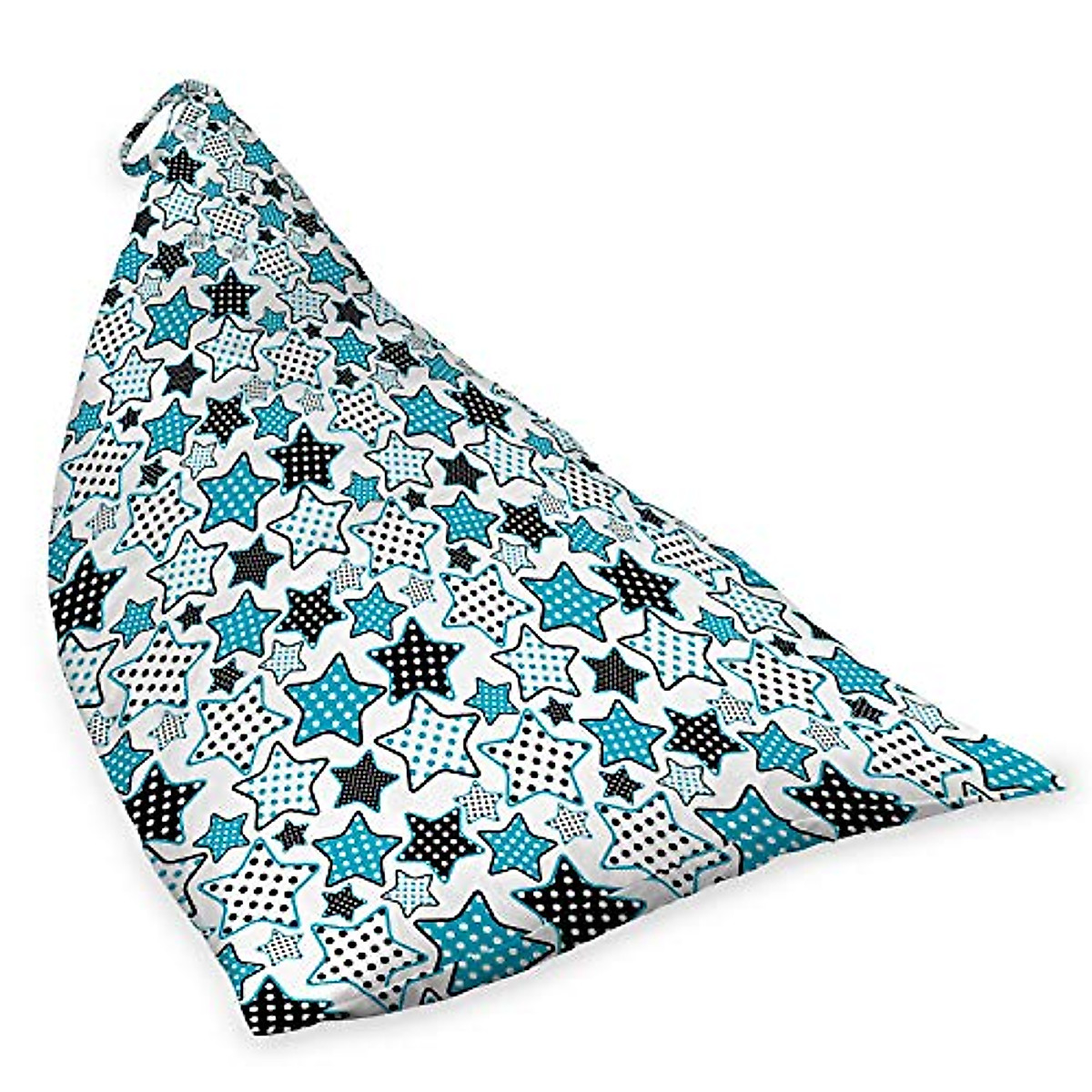 Lunarable Cartoon Lounger Chair Bag, Stars Shapes Cartoon Illustration Geometry Cheer Celebration, High Capacity Storage with Handle Container, Lounger Size, Petrol Blue Black White