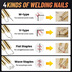 Plastic Welding Kit, Seesii 50W Mini Plastic Welder Handheld Plastic Welding Tools Kit Repair Automotive with 4 Types of Staples for Plastic Welding Machine Gun Car Bumper Crack Repairing