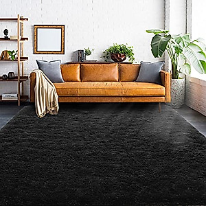 ISEAU Black Rug Carpets Soft Shaggy 4x6 Feet Rugs for Bedroom Living Room, Fluffy Area Rug Floor Rug, Fuzzy and Comfy Carpet Nursery Shag Rug for Kids Boys Room Decor