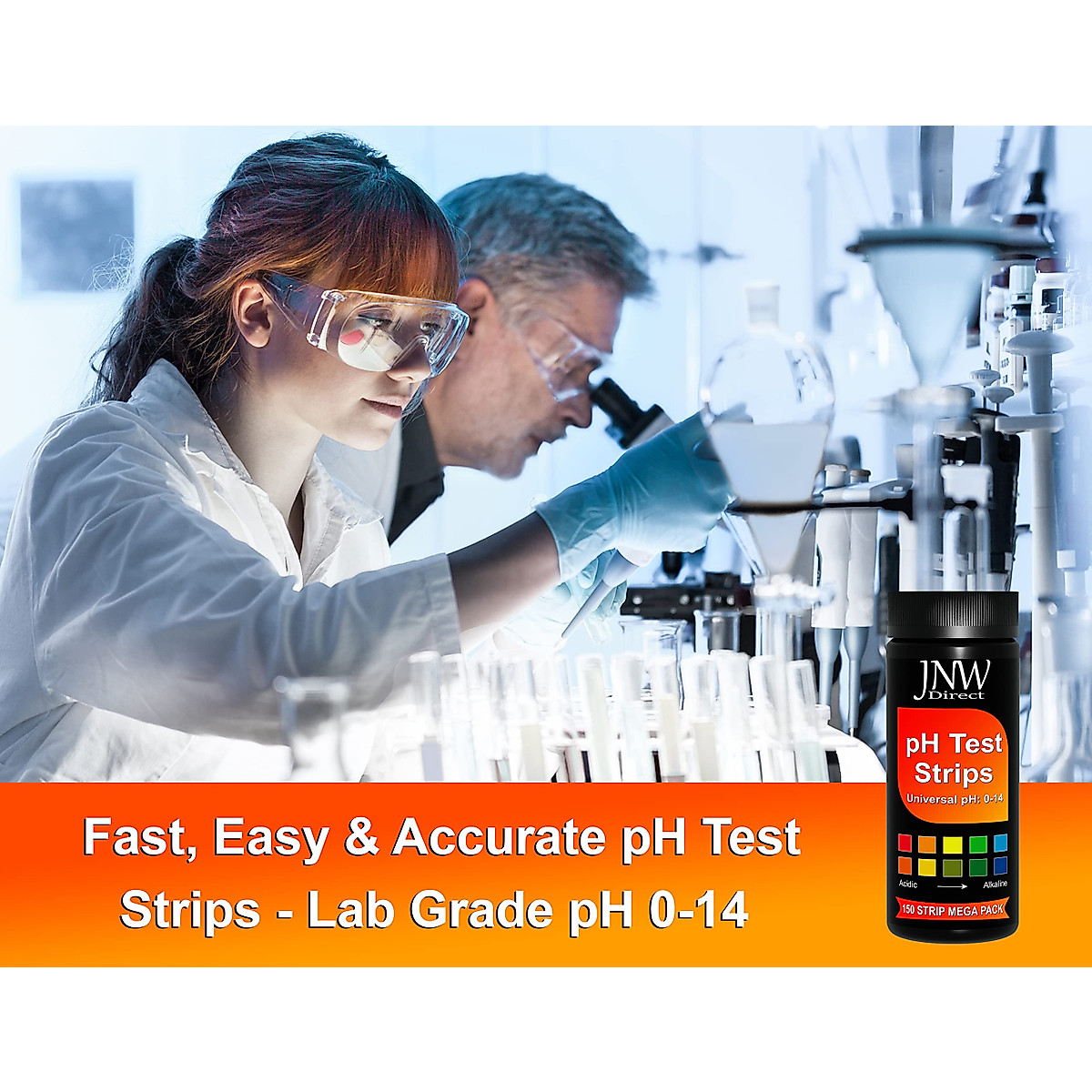 Universal pH Test Strips (0-14) - pH Tester Strips Kit with e-Book - 150 Quick and Easy pH Testing Strips - Ultimate pH Balance Test Strips Kit - 150 Strips by JNW Direct