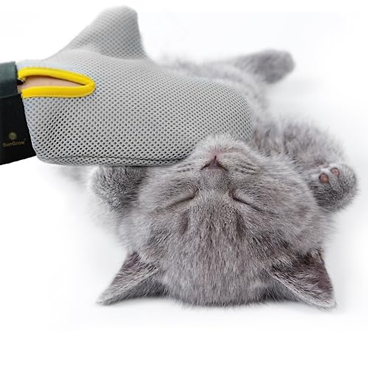 SunGrow Ferret & Cat Deshedding Glove Brush, Protect Hand from Hen Peck for Chicken Egg Collection, For Long & Short Fur, Adjustable Wrist Strap