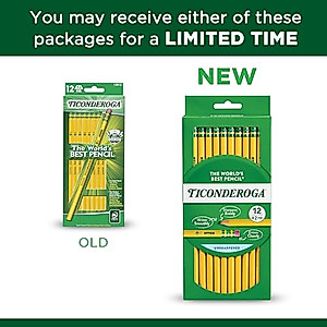 Ticonderoga Wood-Cased Pencils, Unsharpened, 2 HB Soft, Yellow, 12 Count