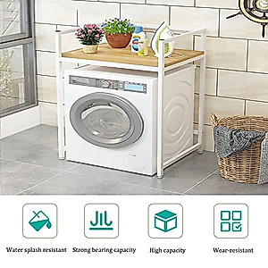 BKGDO Washer Storage Frames Floor Standing for Over Toilet,Household Toilet Storage Rack,Balcony Drum Washinghine Shelf,Bathroom Storage Unit,Practical Shelf,Thickened Steel Tube Frame/White