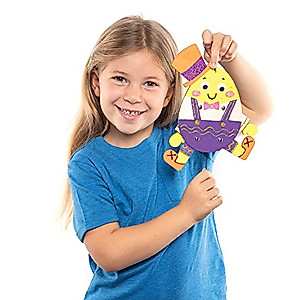 Baker Ross AT446 Easter Egg Man Wooden Puppet Kits - Pack of 4, Story Telling, Woodcraft Painting for Kids, Great for Art Parties, Schools and Festive Crafting Activities