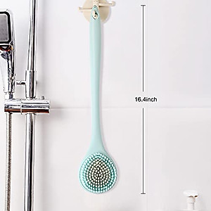 BEDELITE Back Bath Brush Long Handle for Shower - Soft Shower Brush for Men & Women,Back Brush Scrubber(16.4" Long), Skin Exfoliator for Bath Scrubber Body Brush(Blue)