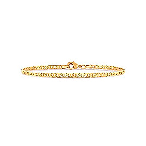 Barzel Womens Gold Anklet Flat Mariner 18K Gold Plated Flat Marina Link Anklet for Women - Made In Brazil (10.00)